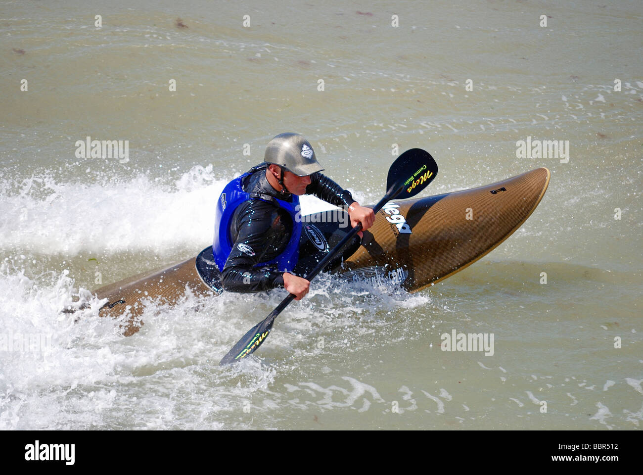 Man kayaking in rough seas Stock Photo - Alamy