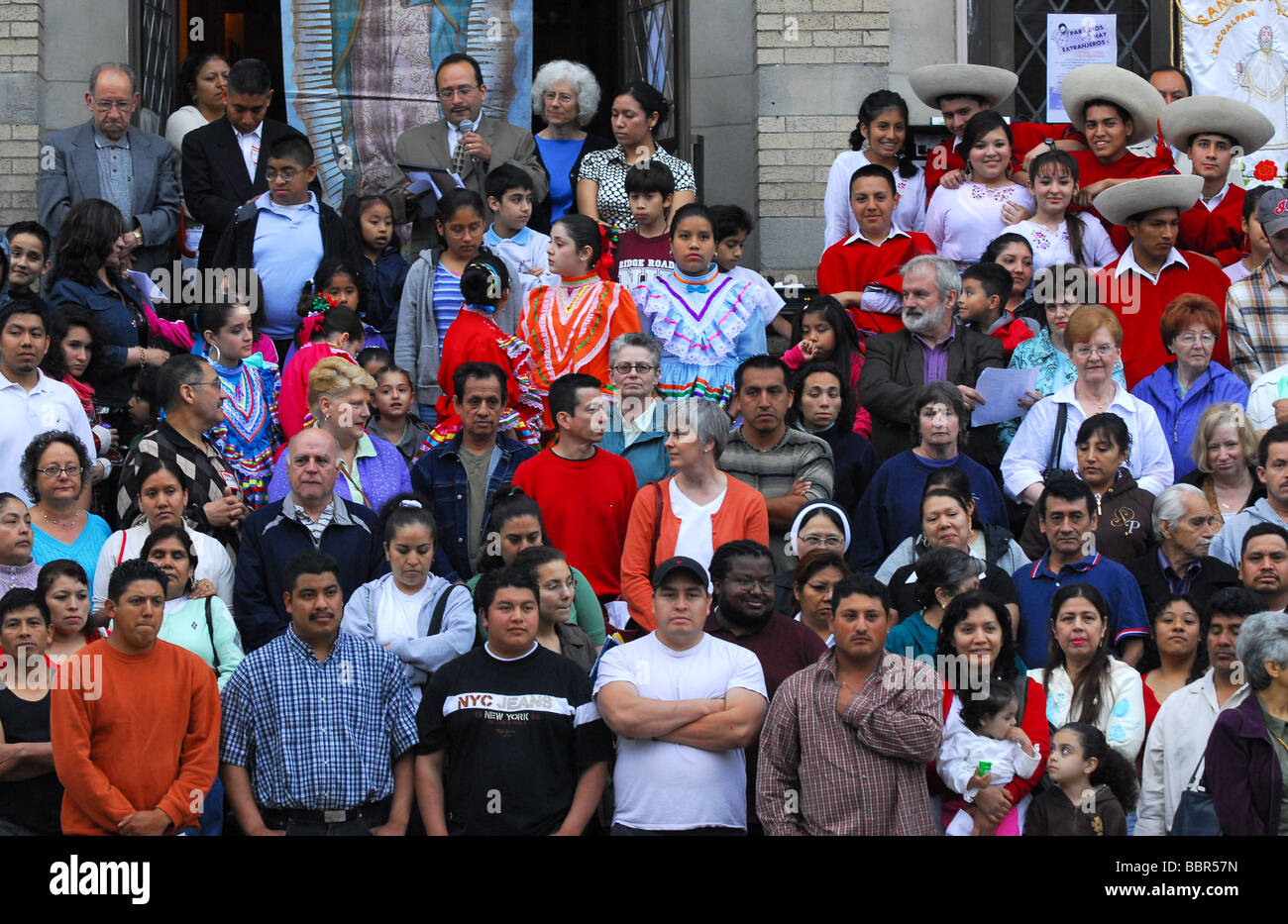 Colorful group of Immigrants at a Church festival in New Haven CT USA ...