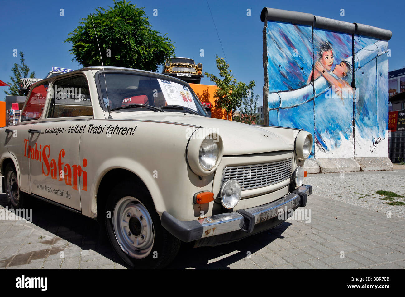 FRAGMENTS OF THE BERLIN WALL AND THE TRABANT, THE FAMILY CAR OF THE EX ...