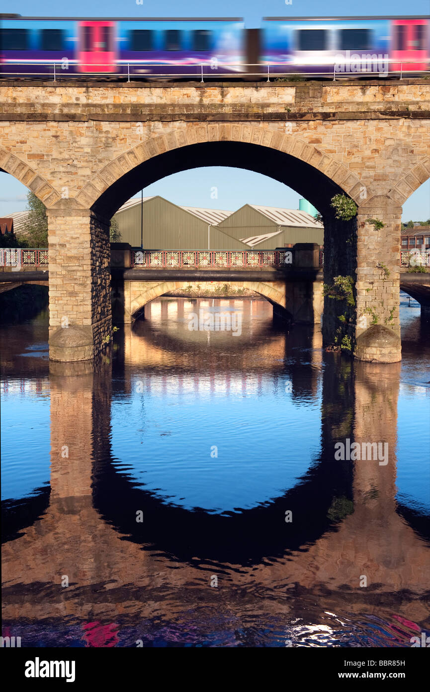 Northern Rail train crossing over the "River Don" in Sheffield,"South ...