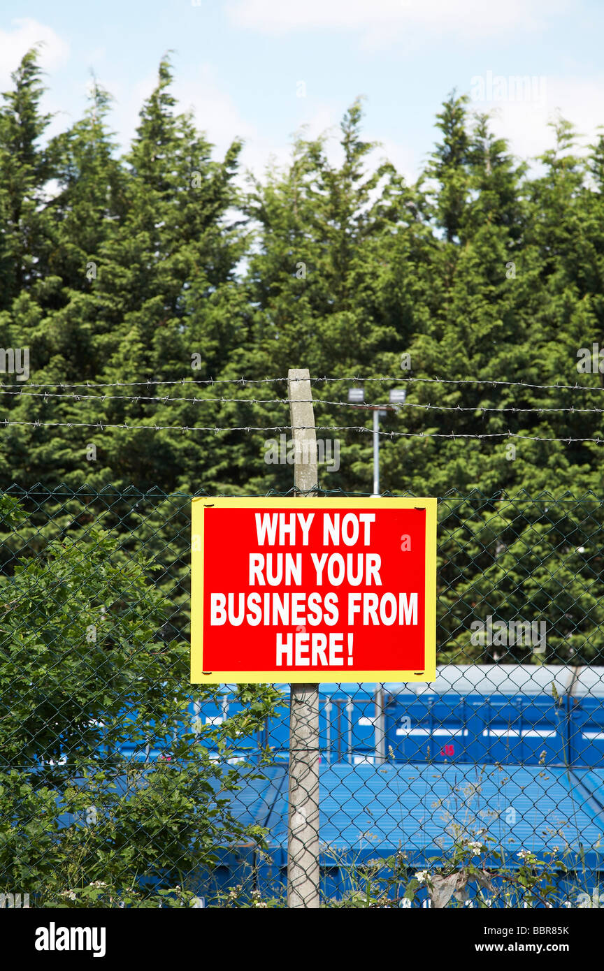 Advertising sign selling storage space in containers Stock Photo - Alamy