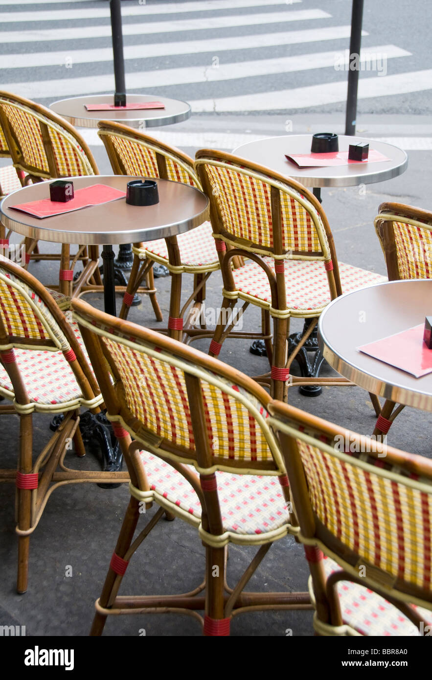 typical generic outdoor cafe setting paris france with tables and ...