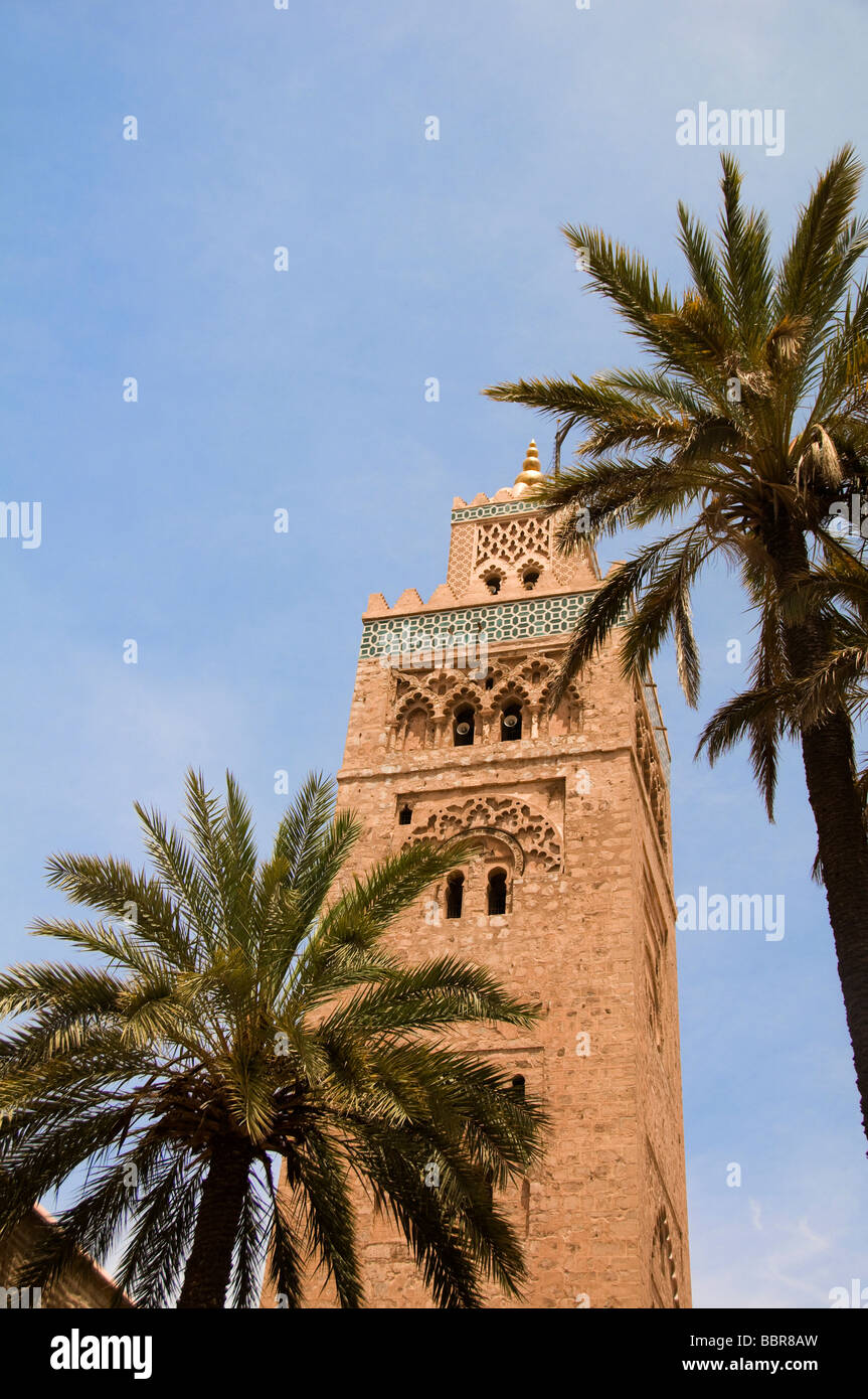 koutubia mosque in the gardens with palm trees marrakech morocco Stock ...