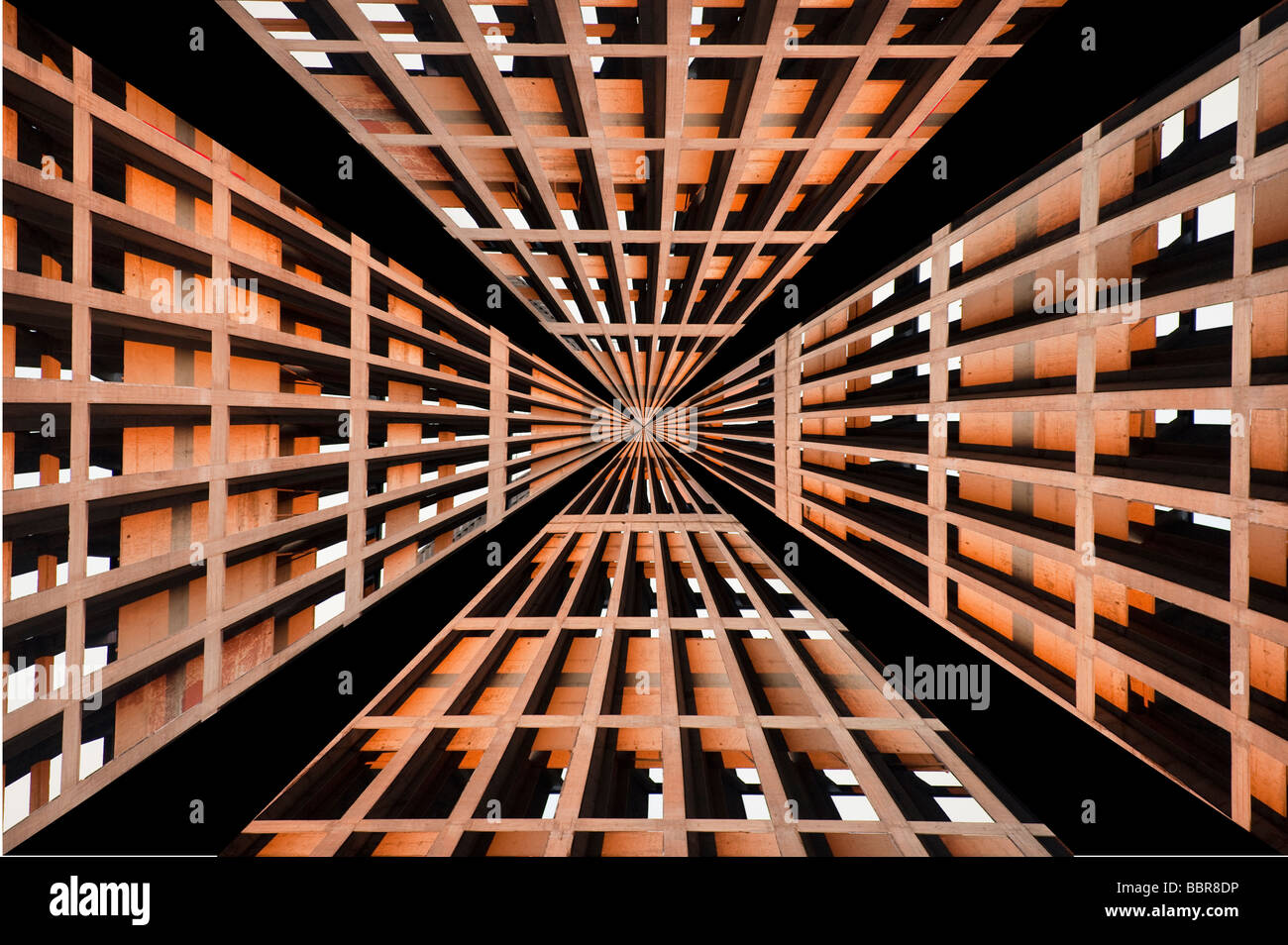 Geometric perspective pattern formed from a closeup image of "Park Hill ...