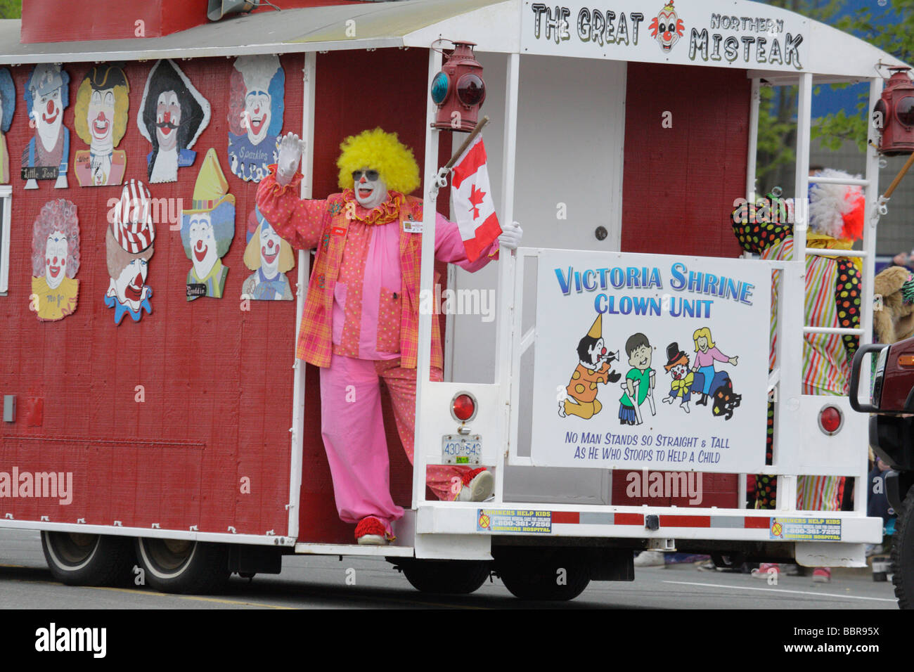 Clown in 2009 Victoria Day parade festivities Victoria British Columbia ...