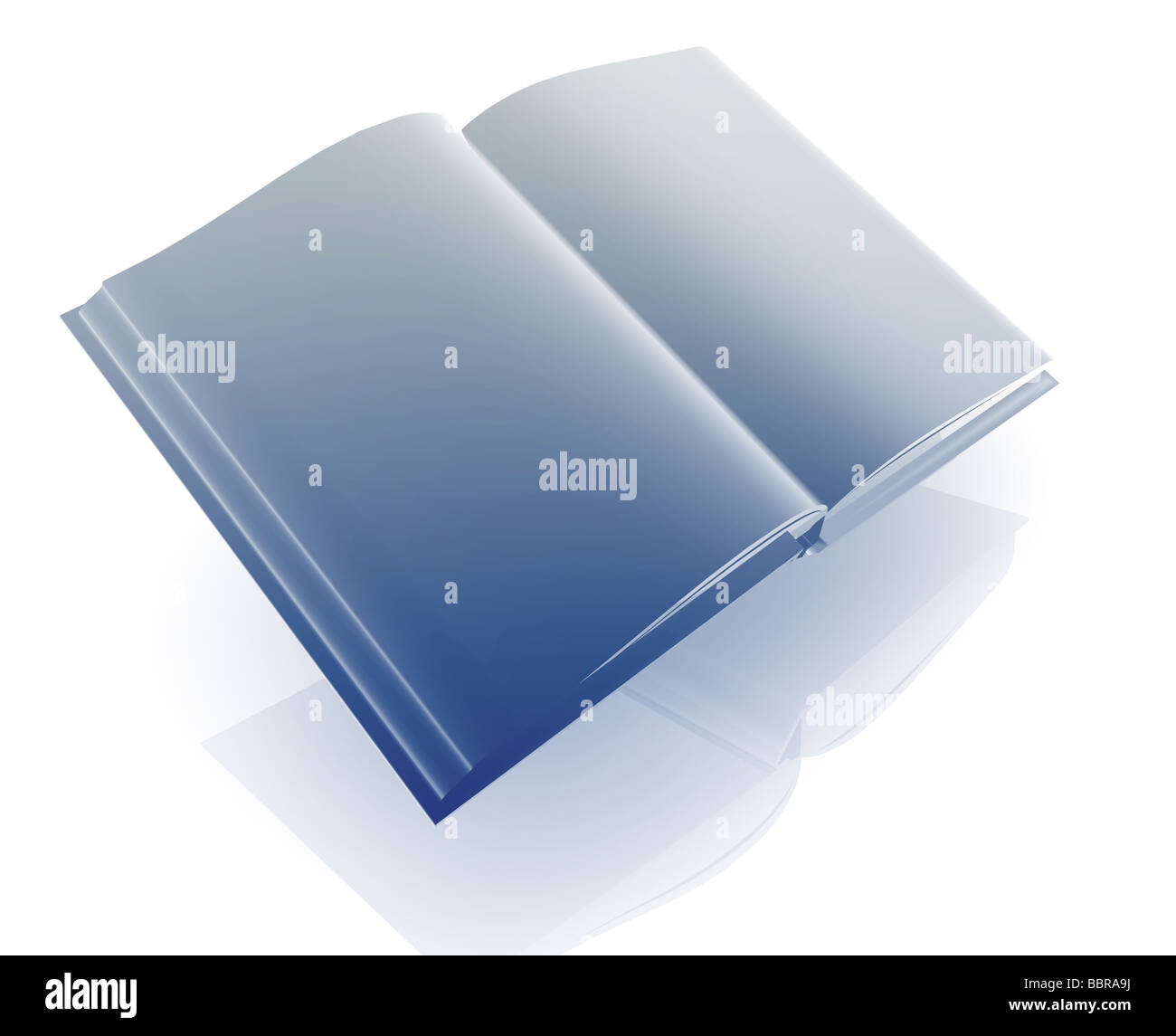 Open book illustration glossy metal style isolated Stock Photo - Alamy