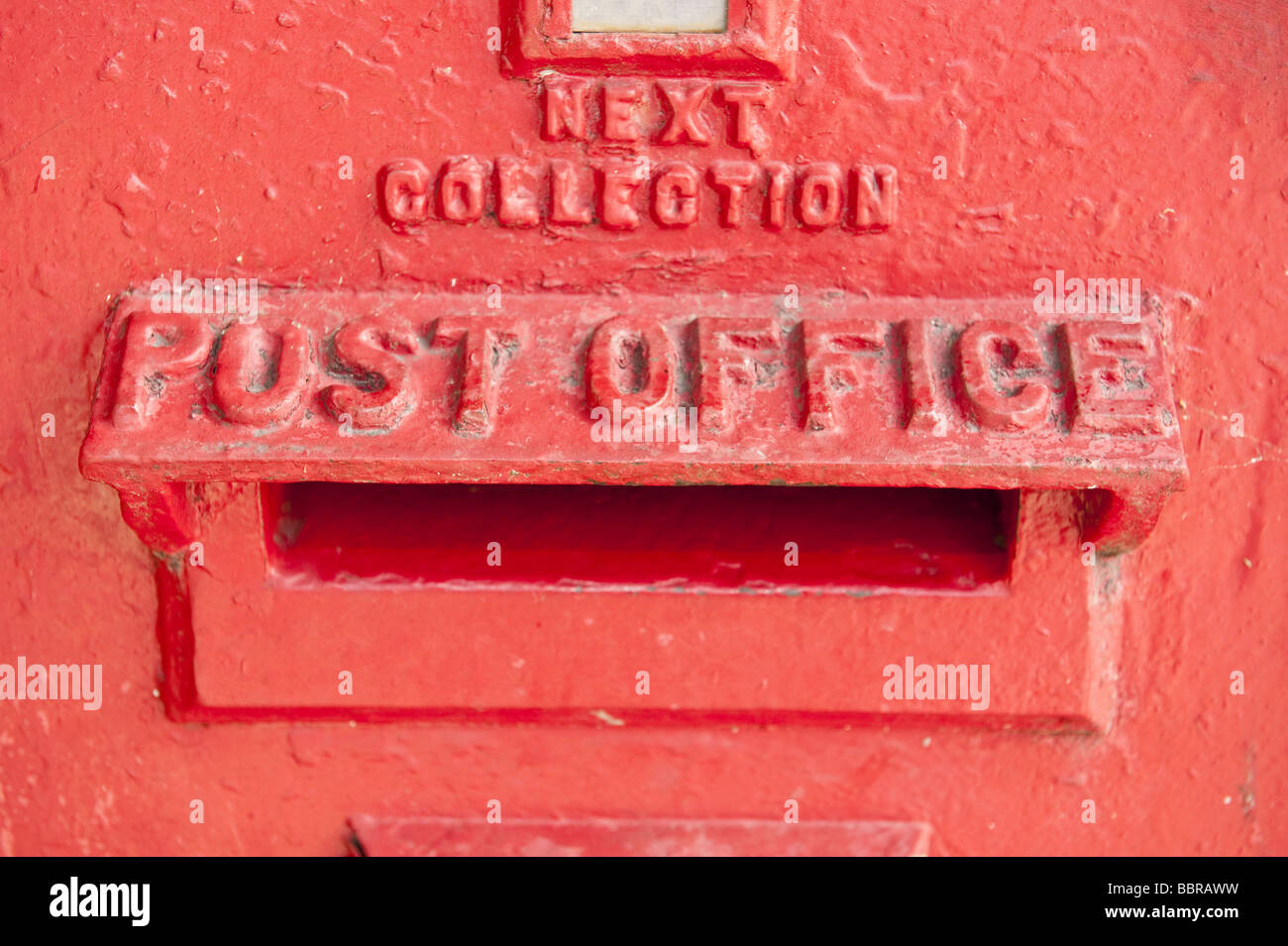 Close-up of traditional Red Cast Iron Royal Mail Post Office Letter Box ...