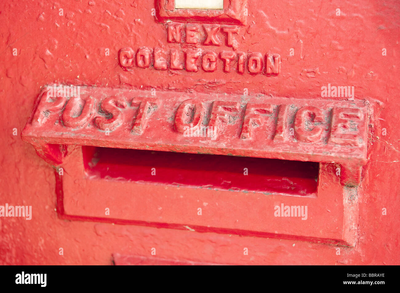 Close-up of traditional Red Cast Iron Royal Mail Post Office Letter Box ...