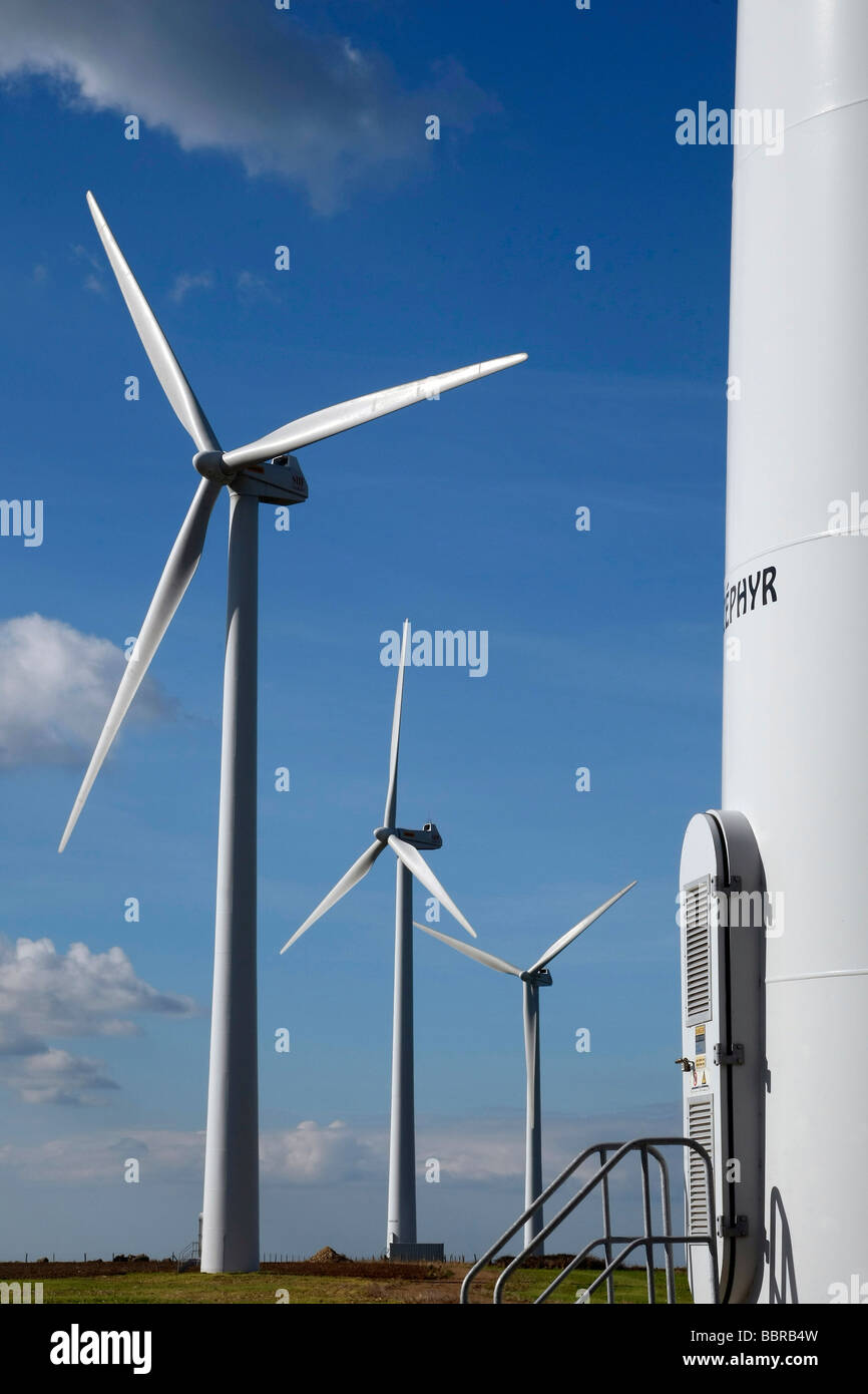 WIND TURBINES BY THE SEA ON THE HEIGHTS OF FECAMP, SEINE-MARITIME (76 ...