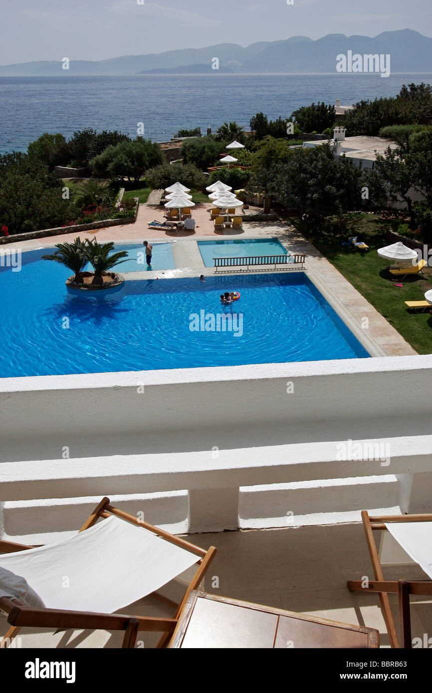 POOL AT THE ELOUNDA MARE, ELOUNDA, GULF OF MIRABELLO, CRETE, GREECE ...