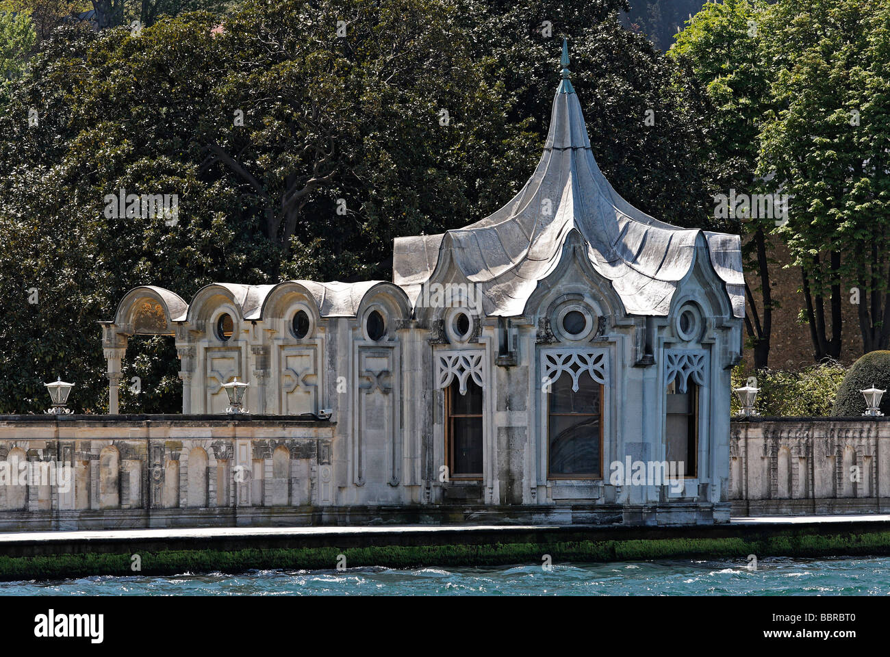 Baroque bathing pavilion at the Bosphorus, Beylerbeyi Palace, Ueskuedar ...