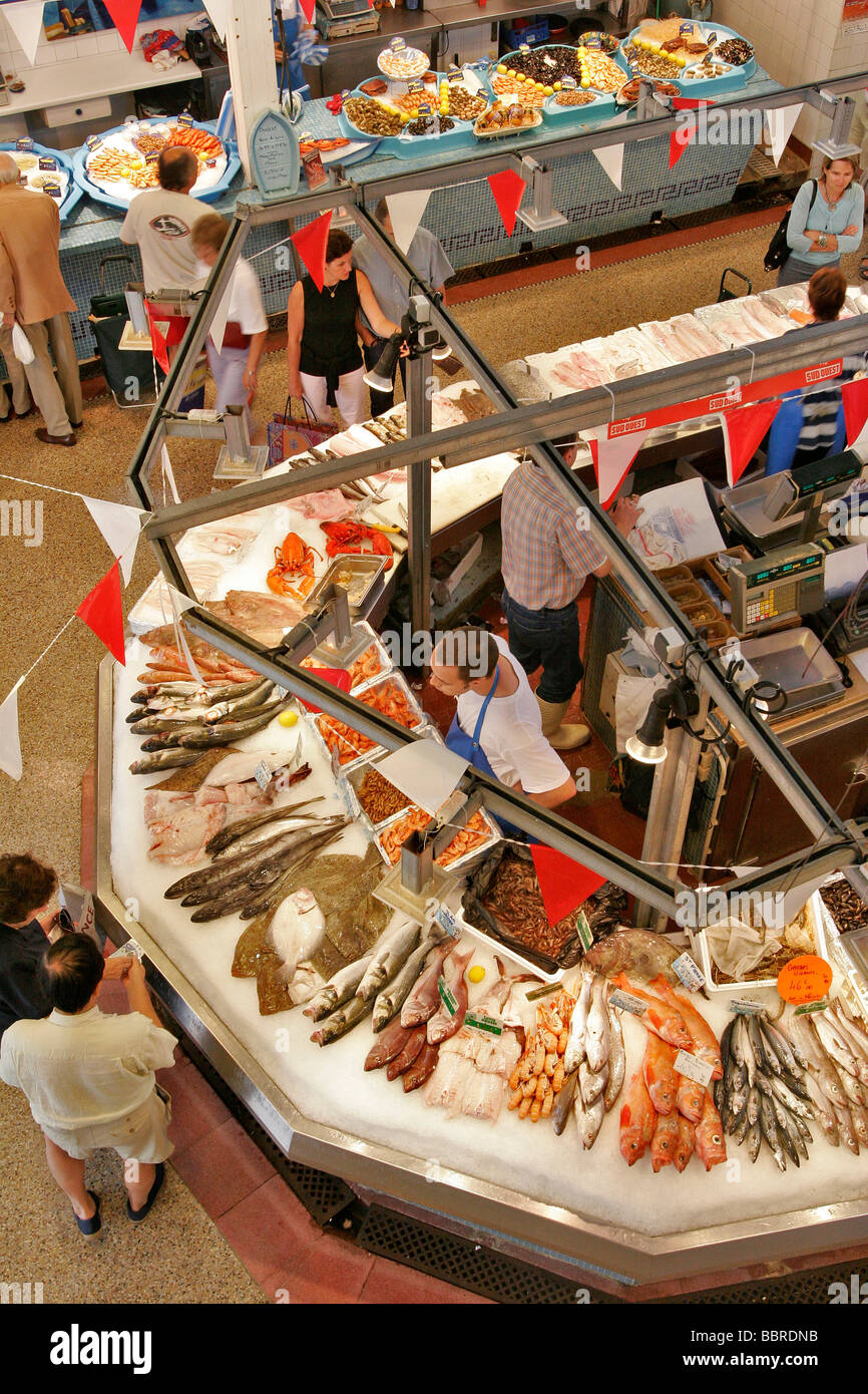COVERED FISH MARKET, BIARRITZ, BASQUE COUNTRY, BASQUE COAST, BIARRITZ ...
