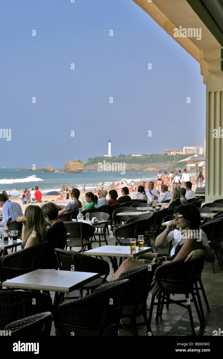 PROMENADE ON THE GRANDE PLAGE BEACH, BIARRITZ, BASQUE COUNTRY, BASQUE ...