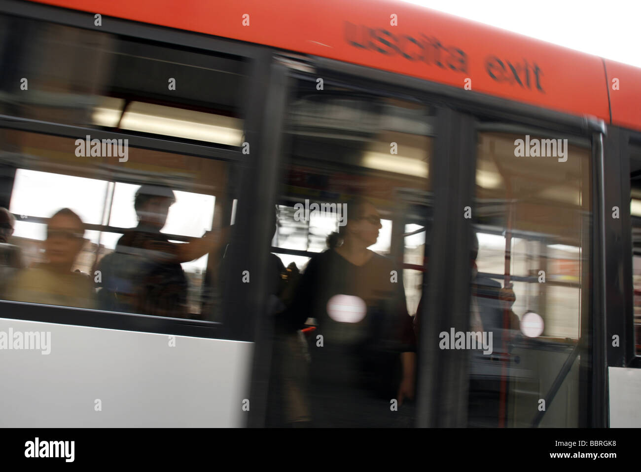people on fast public transport bus in rome italy Stock Photo - Alamy