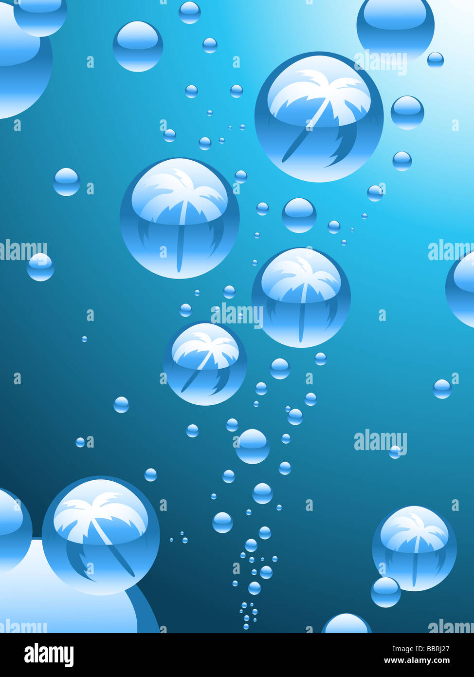 abstract background with palm tree filled bubbles Stock Photo - Alamy