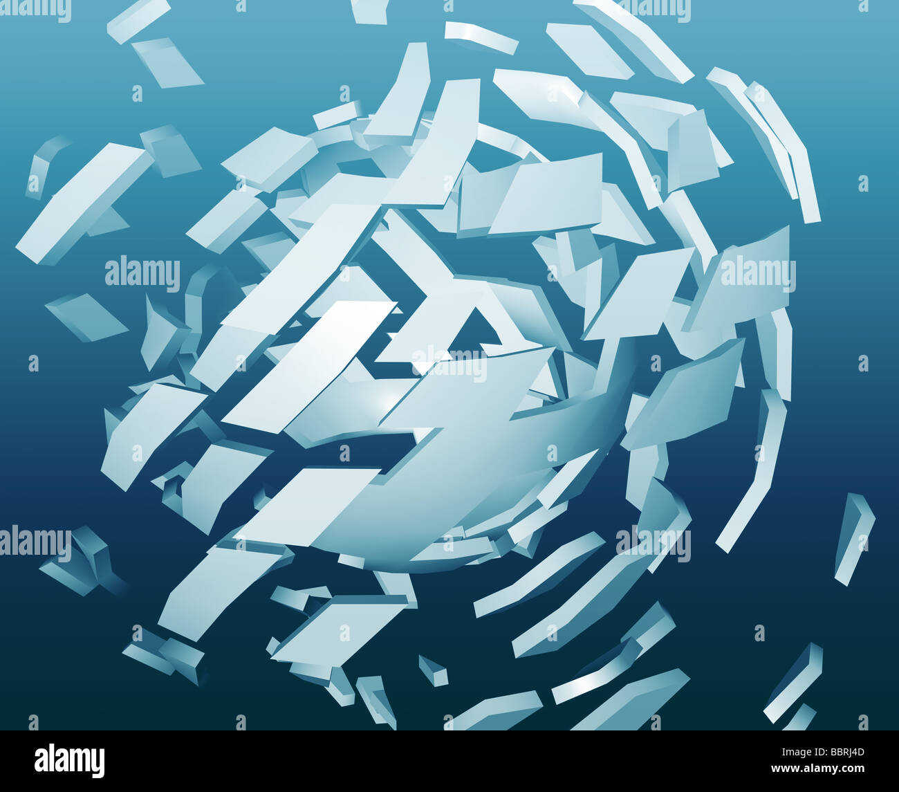 Abstract background illustration of shattered exploding geometric ...
