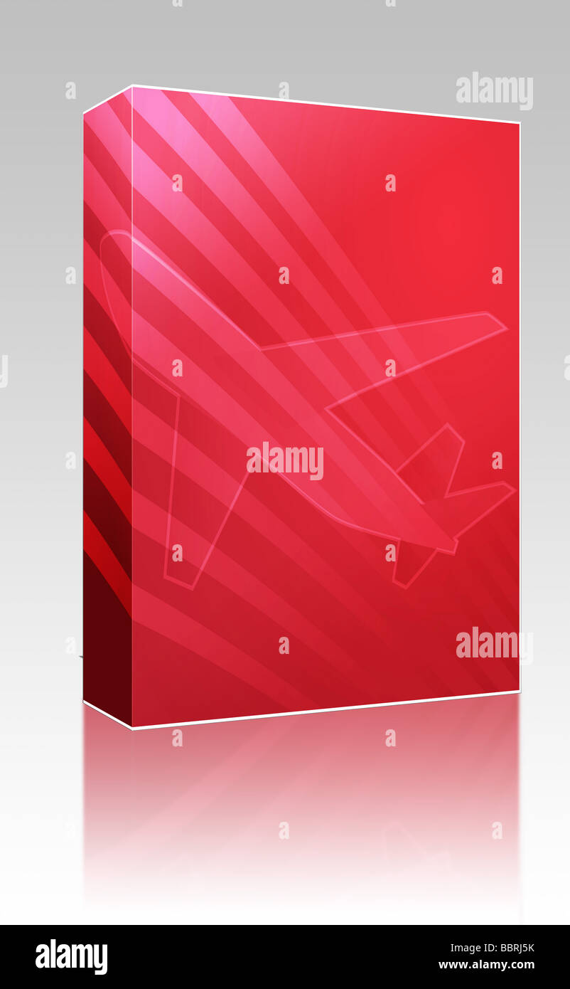 Software package box Illustration of an airplane showing air travel ...