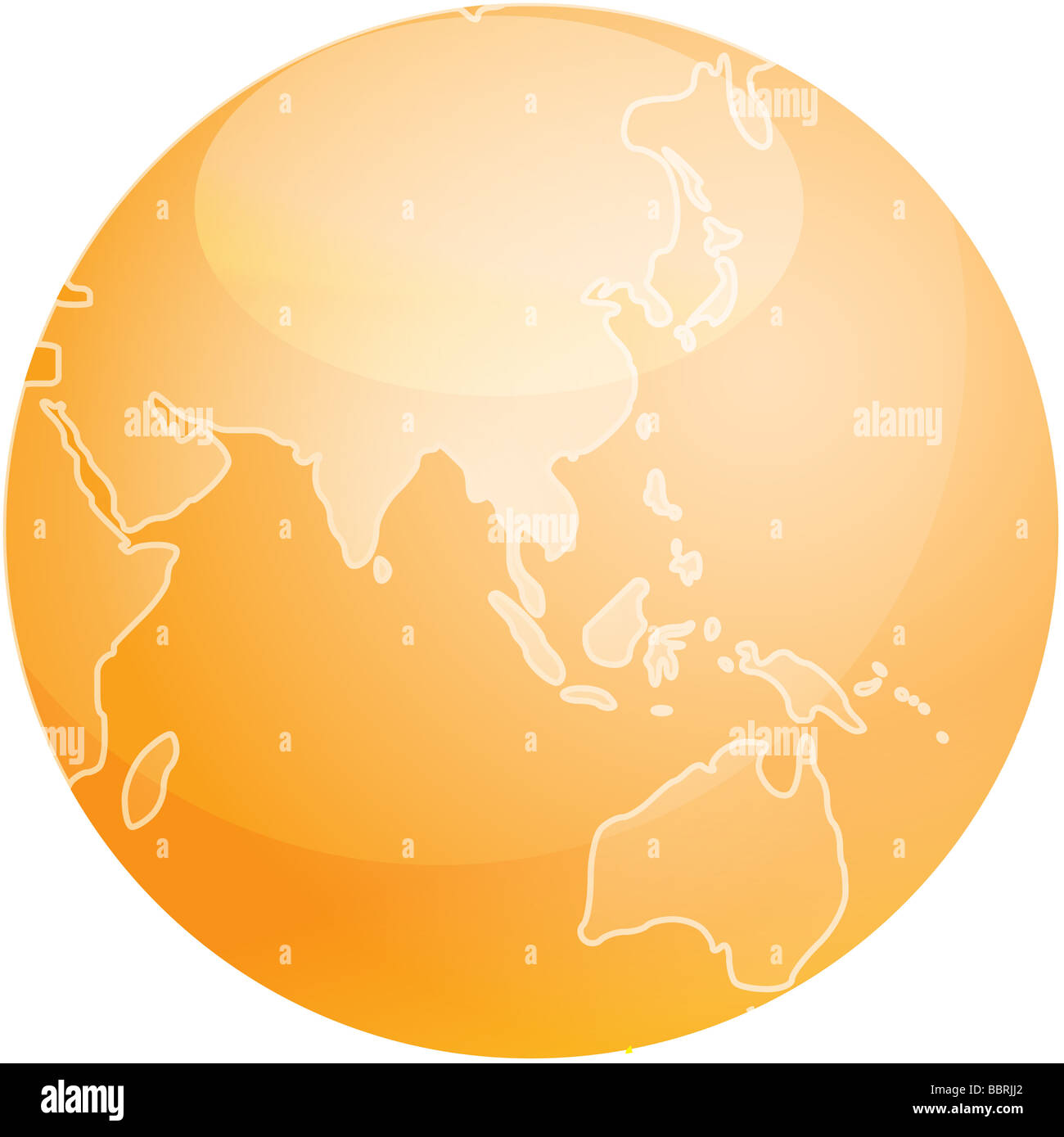 Map of Asia on a glossy sphere Stock Photo - Alamy
