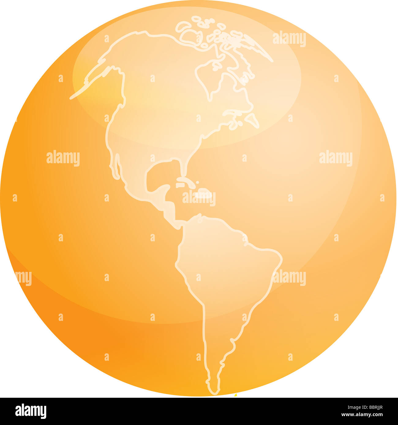 Map of the Americas on a glossy sphere Stock Photo - Alamy
