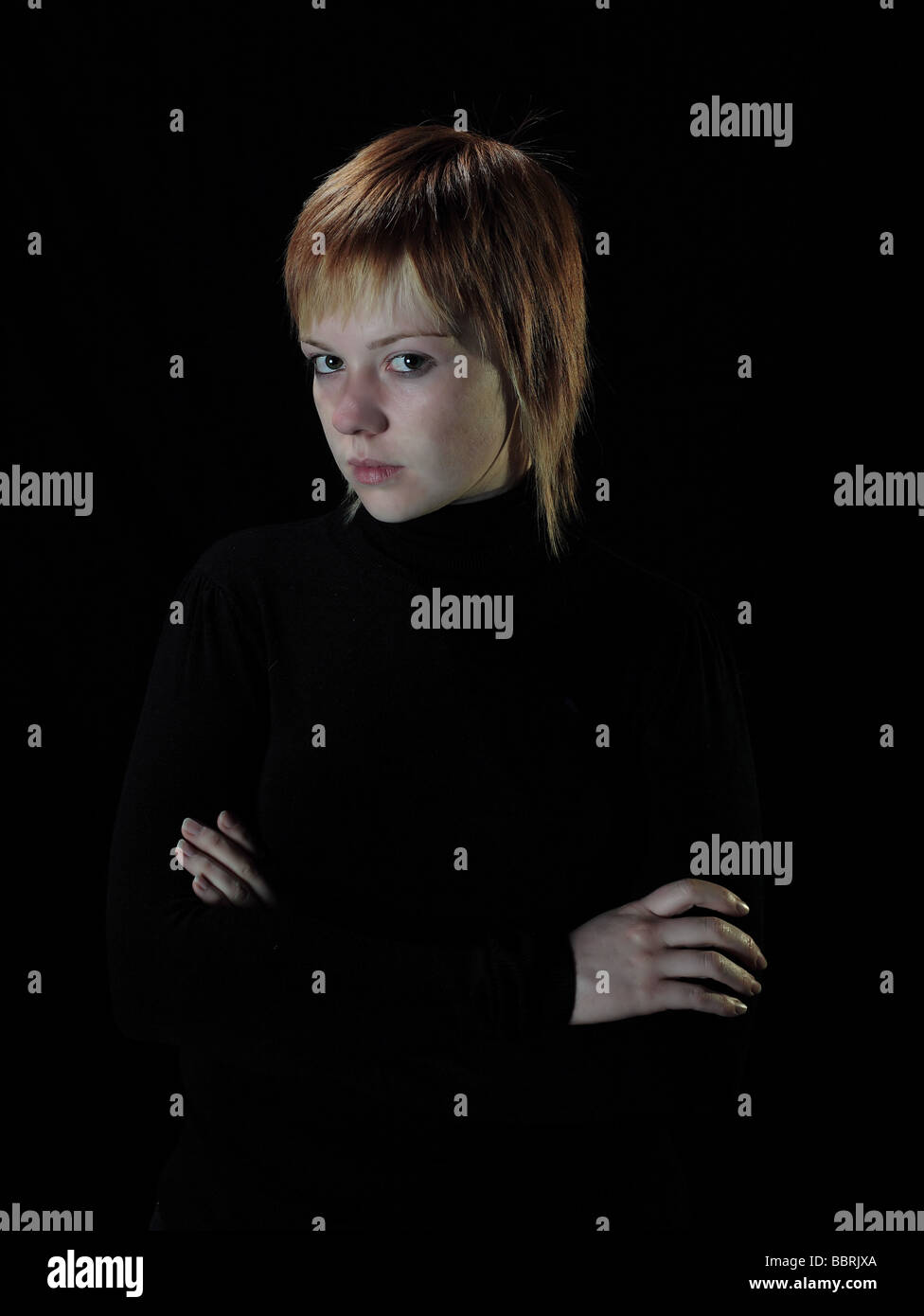 Female model on dark background Stock Photo - Alamy