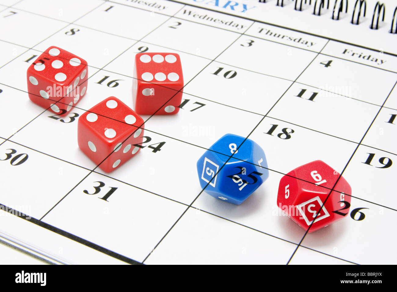 Calendar and Dice Stock Photo - Alamy