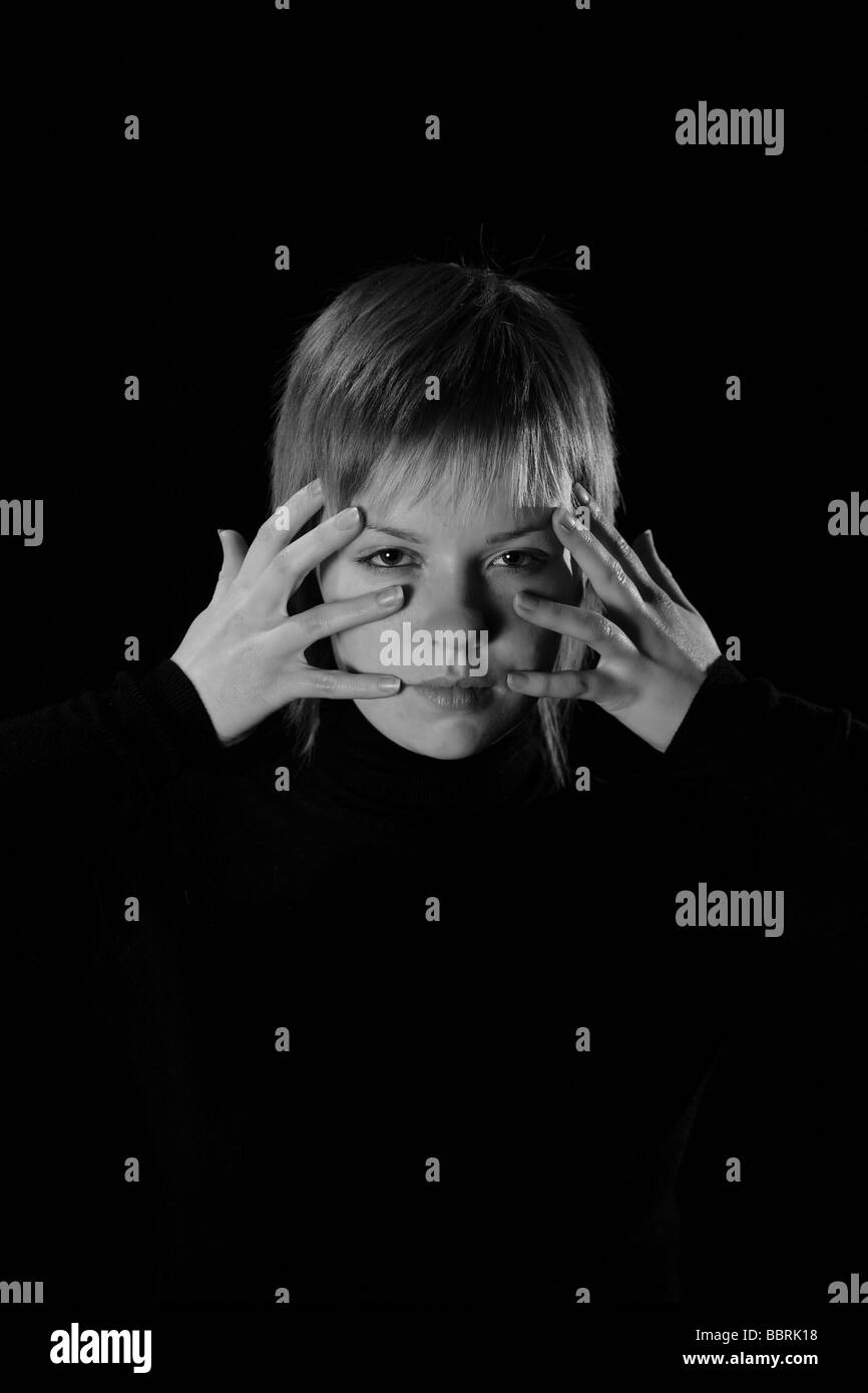 Beautiful model on background Black and White Stock Photos & Images - Alamy