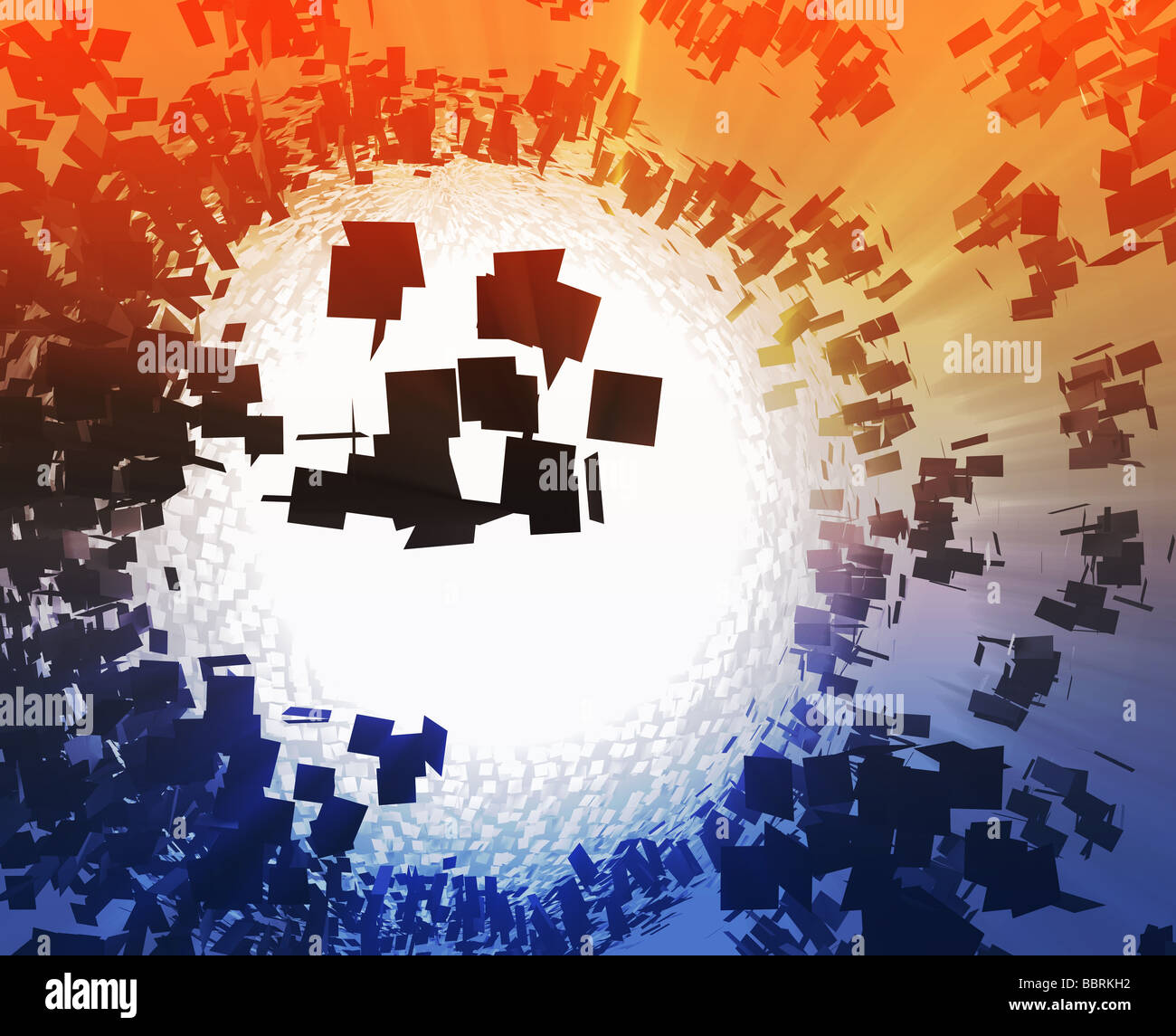 Abstract background illustration of shattered exploding geometric ...