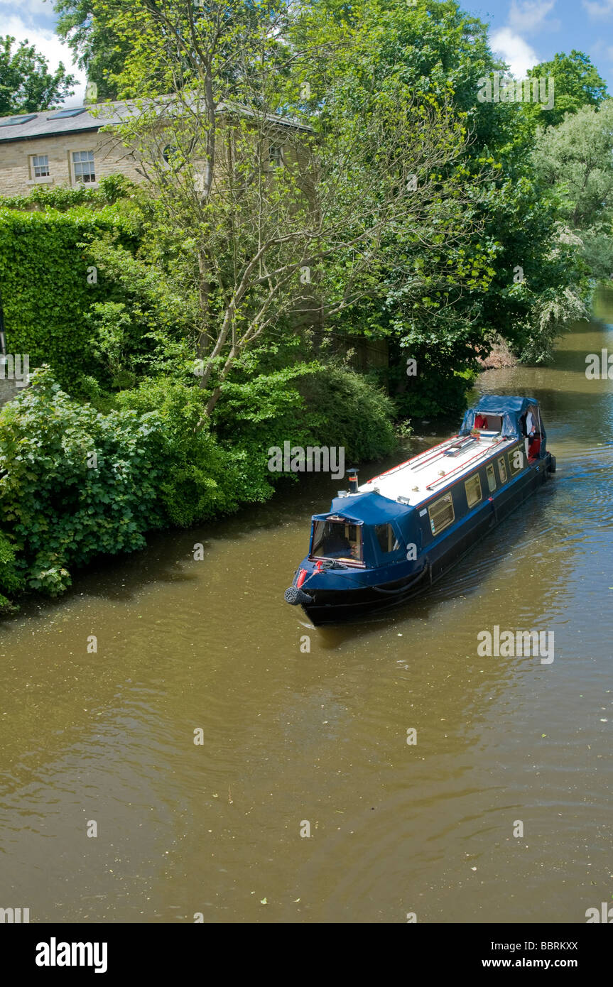 A barge on the Leeds Liverpool canal, Saltaire West Yorkshire, UK Stock ...