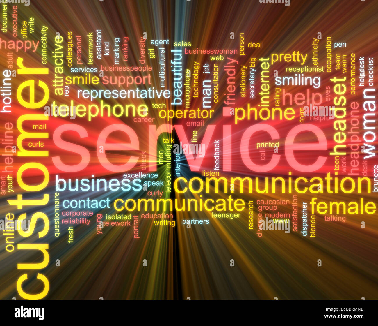 Word cloud concept illustration of customer service glowing light ...
