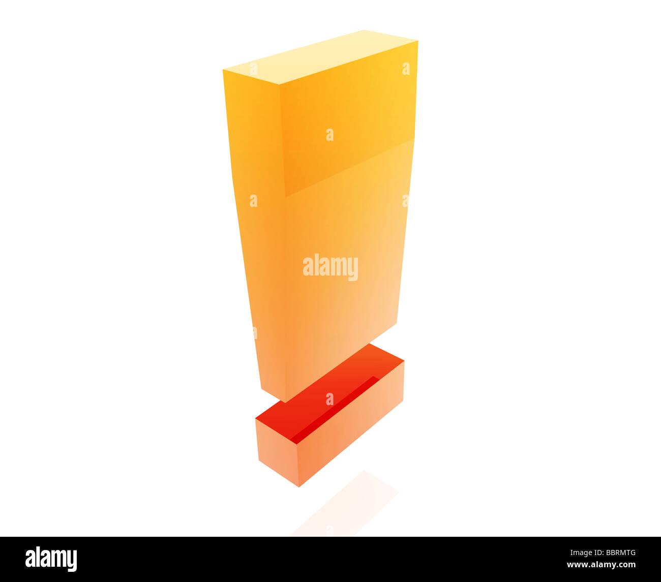 Exclamation mark illustration glossy metal style isolated Stock Photo ...