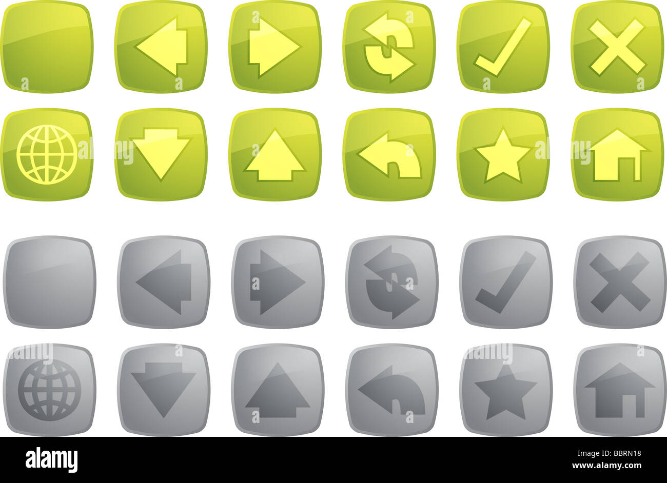 Navigation icon set of glossy buttons enabled disabled Stock Photo - Alamy