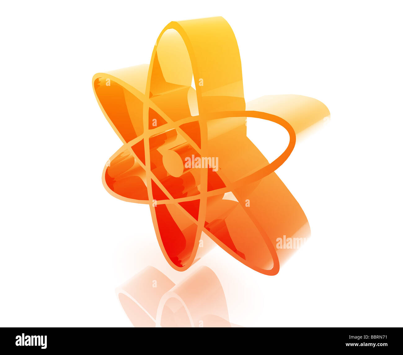 Atomic nuclear symbol illustration glossy metal style isolated Stock ...