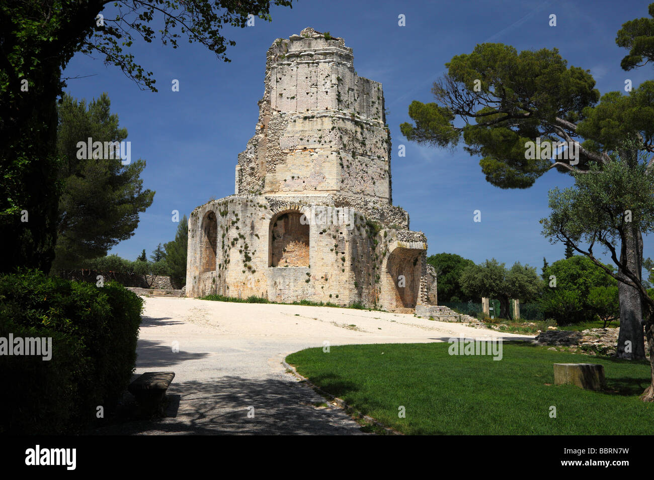 Ancient roman tower Nimes La tour Magne Languedoc-Roussillon France ...