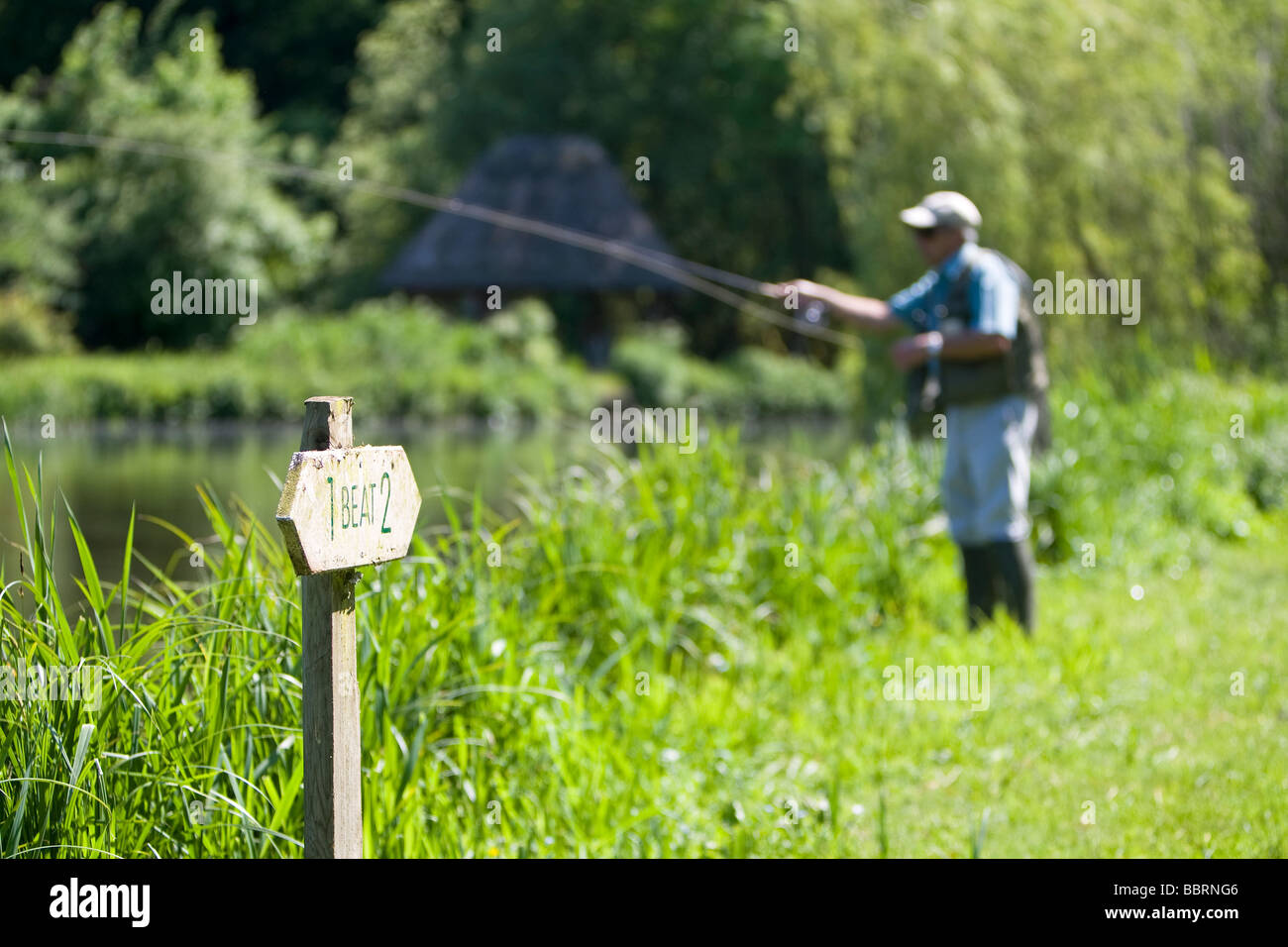 Fly fisherman casting line Stock Photo - Alamy