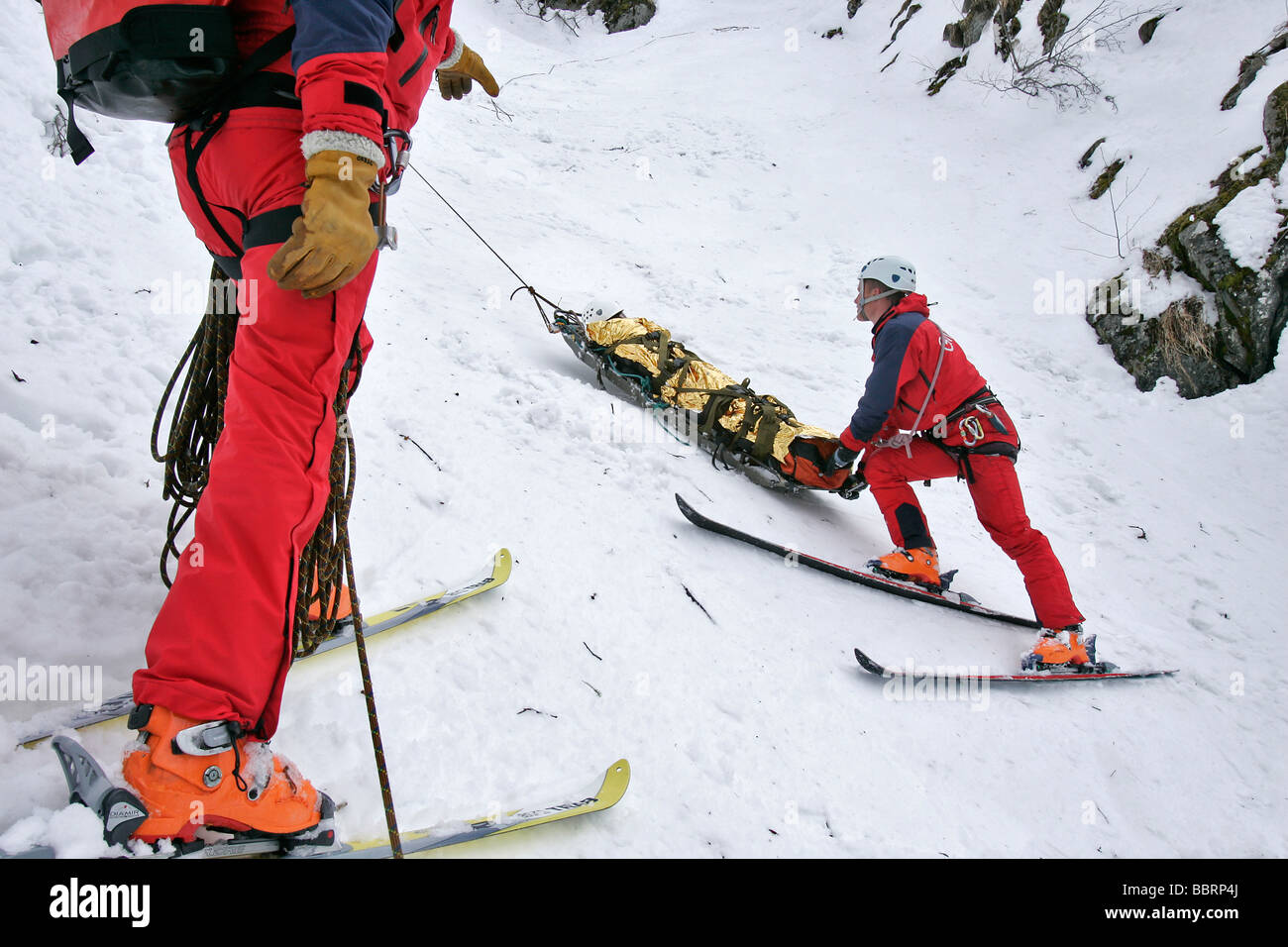 Mountain Rescue Stretcher Snow Stock Photos & Mountain Rescue Stretcher ...