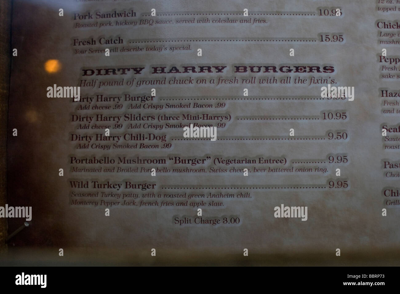 Menu outside movie star Clint Eastwood's restaurant in Carmel by the ...