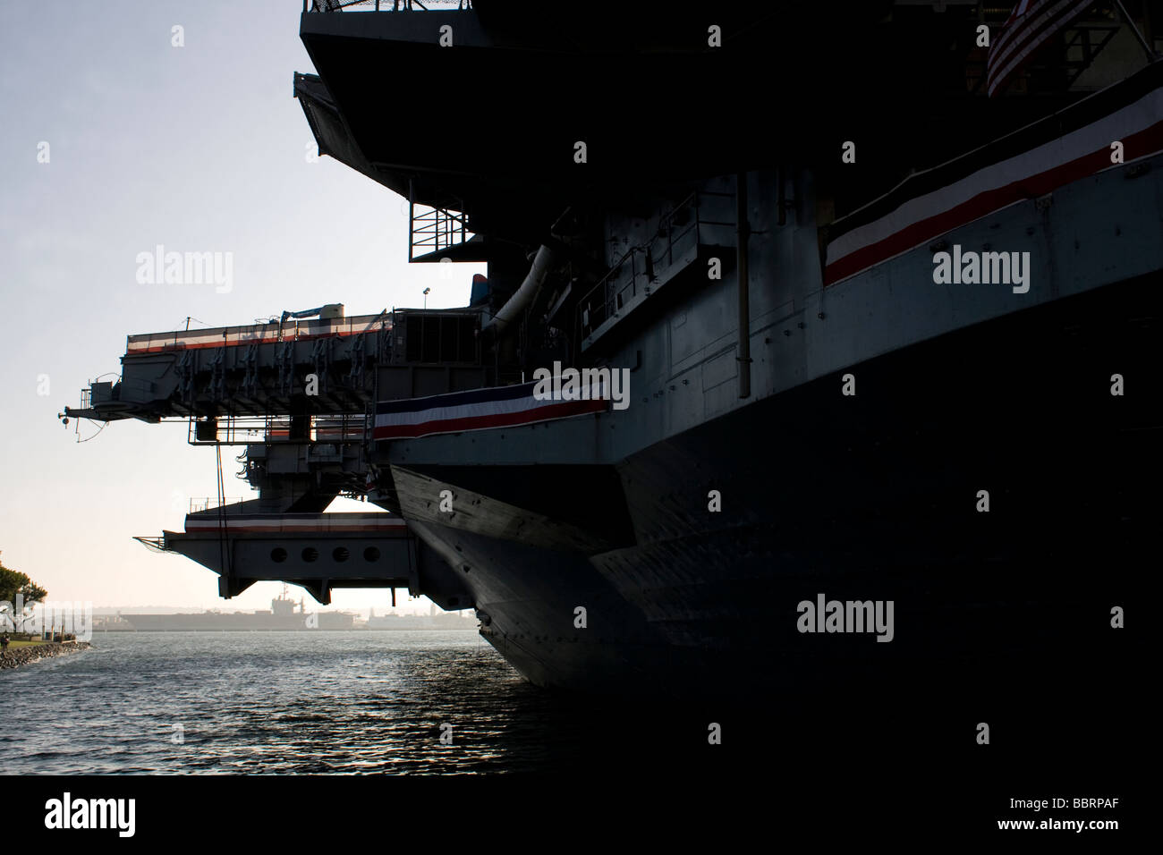 USS Midway, now a floating naval museum is docked in San Diego harbour ...