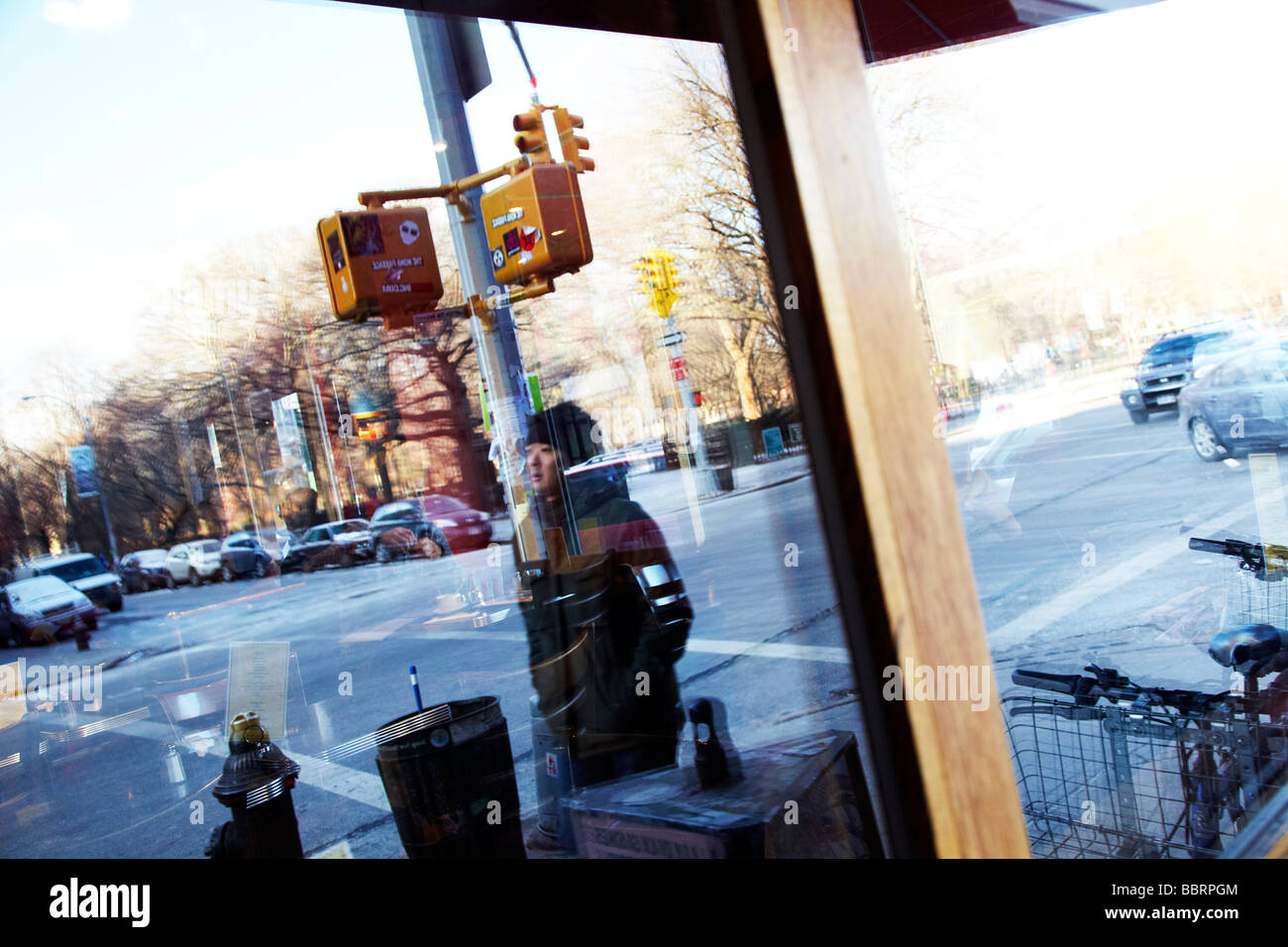 street scene through window, New York Stock Photo - Alamy