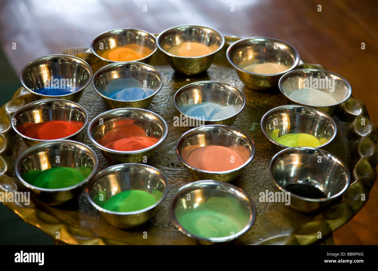 Coloured sand to make mandalas. Kalachakra Temple. McLeod Ganj ...