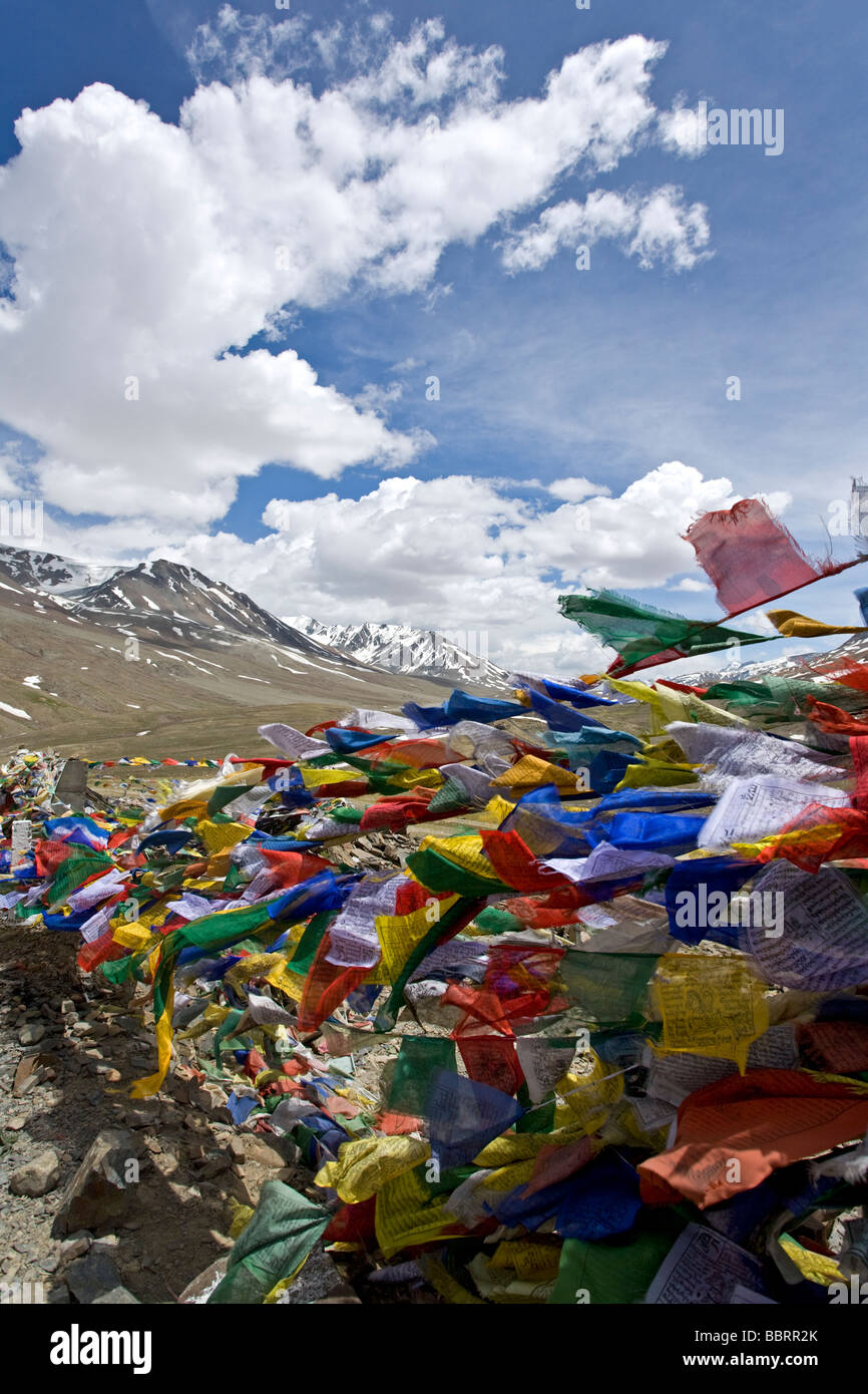 Prayer flags. Baralachla Pass (4883m). Manali-Leh road. Ladakh. India ...