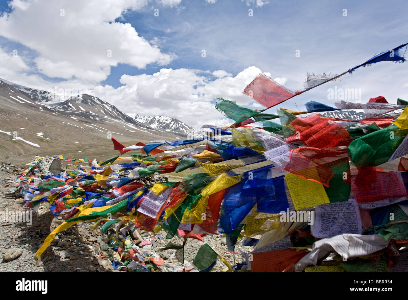 Prayer flags. Baralachla Pass (4883m). Manali-Leh road. Ladakh. India ...