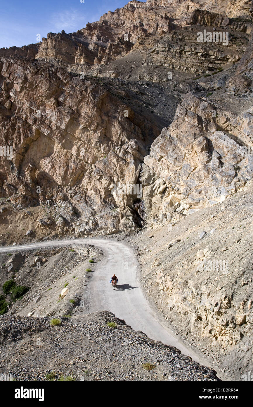 Biker on the Manali-Leh road. Ladakh. India Stock Photo - Alamy