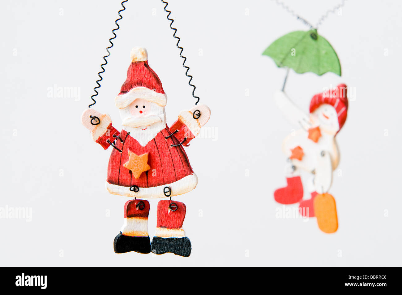 Father Christmas decoration with white background Stock Photo - Alamy