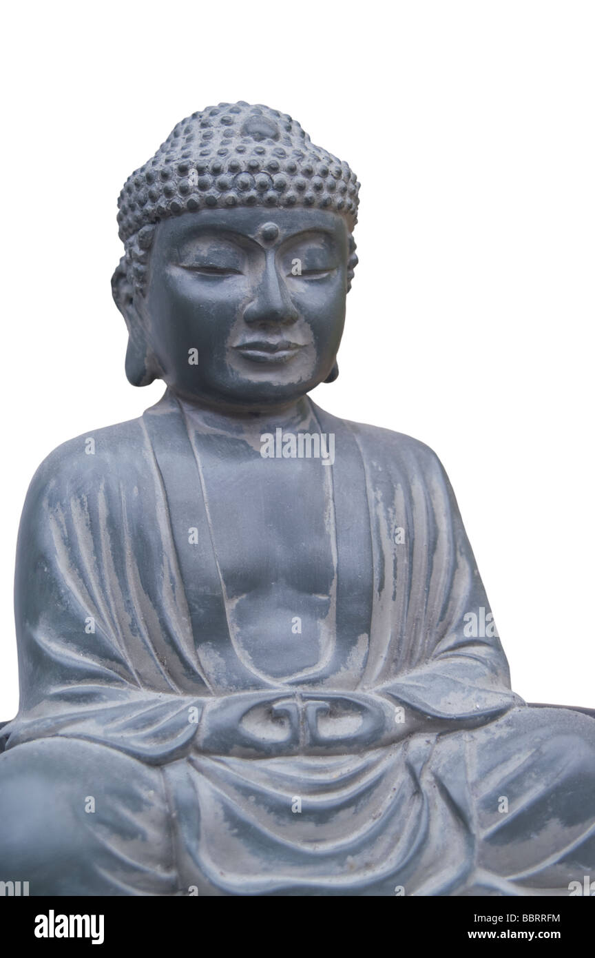 Close up of a statue of Bhuda isolated against white background Stock ...