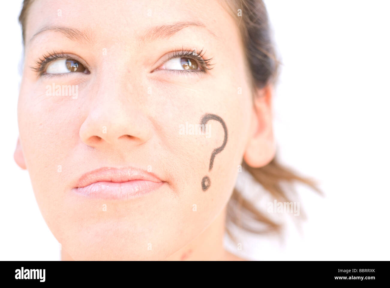 Woman thinking question mark hi-res stock photography and images - Alamy