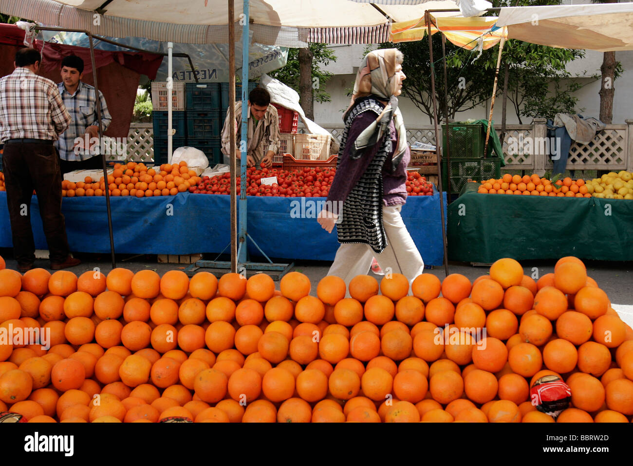 FRUIT AND VEGETABLE STALL, TRADITIONAL MARKET OF ANTALYA, TURKEY Stock ...