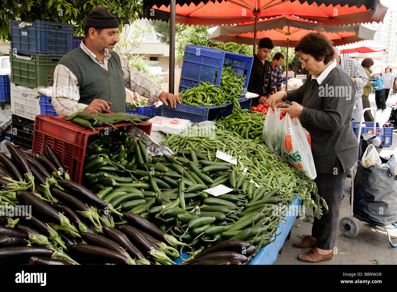 FRUIT AND VEGETABLE STALL, TRADITIONAL MARKET OF ANTALYA, TURKEY Stock ...