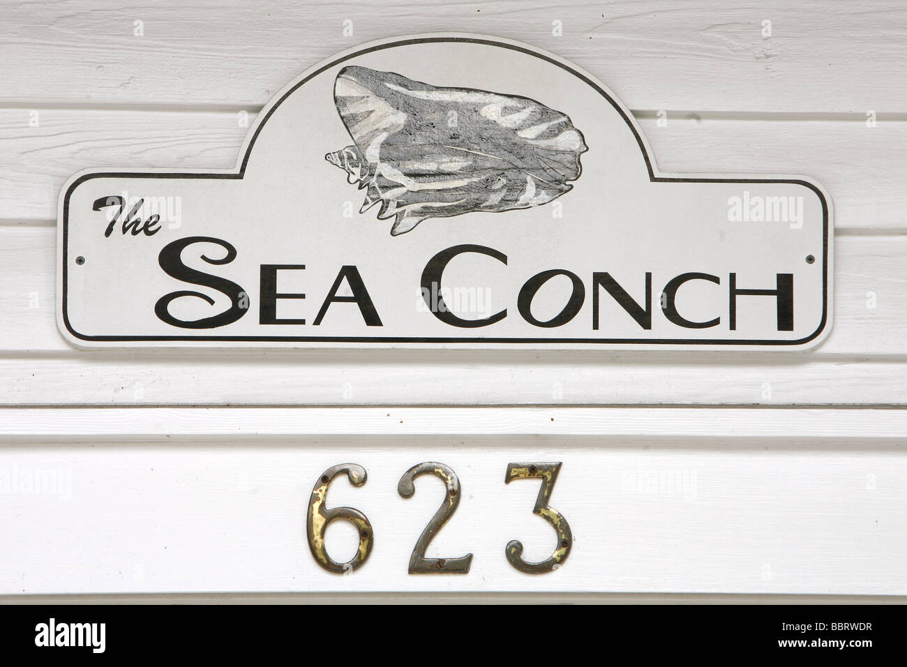 DRAWING OF A CONCH ON A HOUSE'S FACADE, MOLLUSK SHELL, SYMBOL OF KEY ...