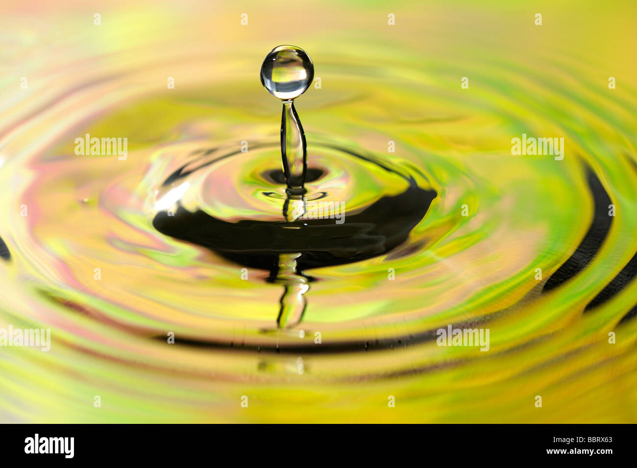 Close up of a water drop hitting a water surface Stock Photo - Alamy