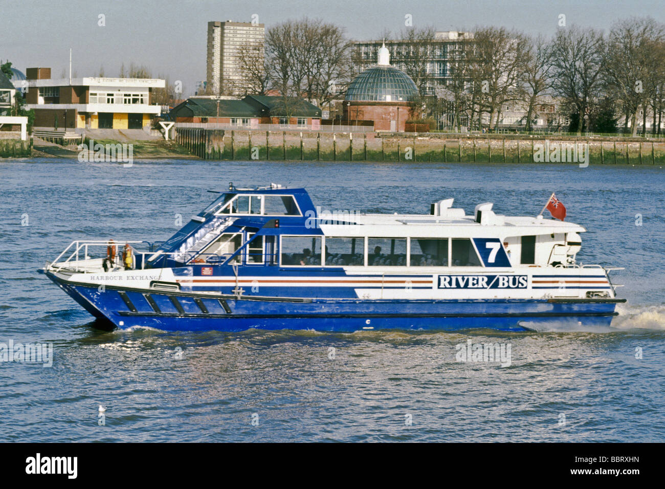 The Water Bus Harbour Exchange passes an entrance to the Greenwich Foot ...